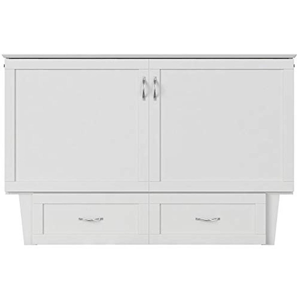 Atlin Designs Modern Wood Queen Murphy Bed Chest in White Finish