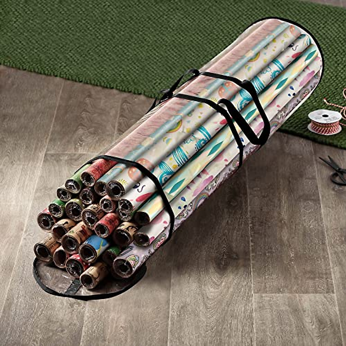 ZOBER Wrapping Paper Storage Containers - 40 Inch Gift Wrapping Organizer Storage - Fits 20 Standard Rolls of Wrapping Paper - Breathable Fabric, Waterproof