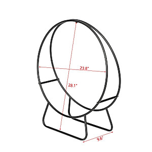 Outvita 24 Inch Firewood Log Rack, Round Tubular Log Hoop Storage Holder, Heavy Duty Steel Wood Stacker for Fireplace Pit Indoor Outdoor