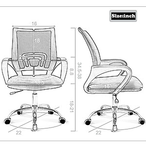 Ergonomic Office Chair Mesh Cheap Desk Chair Task Computer Chair Lumbar Support Modern Executive Adjustable Rolling Swivel Chair for Back Pain, White