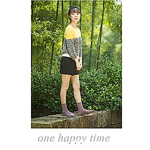 TeenFighter 5 Pairs Upgraded Thick Warm Wool Cotton Women Socks, Knit Cabin Cozy Crew Winter Socks for Girls (Dark Color)