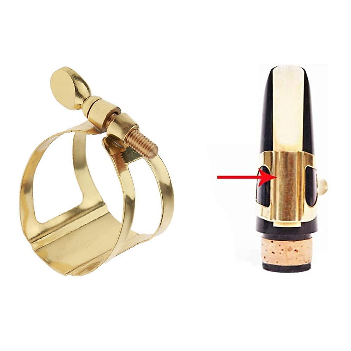 Jiayouy Brass Sax Ligature Tenor Saxophone Mouthpiece Ligature Fastener - Gold Plated