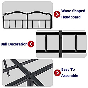 FDLOGW Cal King Size Bed Frame with Headboard and Footboard, 14 Inch High, No Box Spring Needed Heavy Duty Metal Platform Bedframe, Noise Free