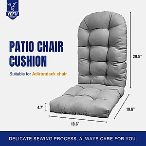 YEFU Adirondack Chair Cushion, Rocking Chair Cushions high Back, Thickened Patio Chair pad for Indoor and Outdoor, 49x20x5 inch, Gray, 2-Pack