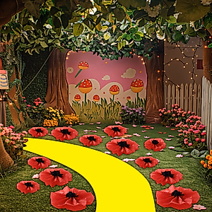 WILLBOND 18 Pcs Artificial Halloween Red Poppy Flowers Large Poppies Fake Flowers Veterans Day Carnival Paper Flower Back to School Backdrop