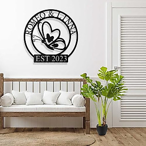 Personalized Metal Last Name Signs for Home Decor Wall Name Signs Family Sign For Wall Art Decor Personalized Wedding Gift Metal Name Signs Wall Decor,Butterfly Metal Name Sign