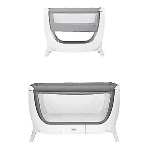 Beaba by Shnuggle Convertible Air Baby Crib, 2-in-1 Baby Bassinet to Baby Crib, Bassinet Bedside Sleeper, Baby Crib, Mini Crib, Newborn Sleepers, Grey