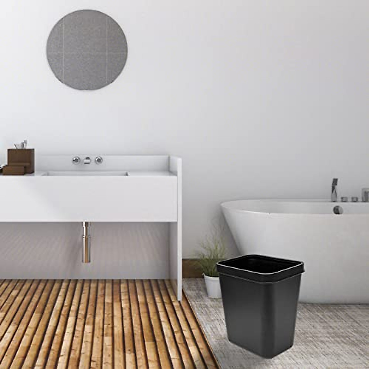 CHICIRIS Slim Trash Can, 8L Plastic Garbage Bin Rectangle Trash Bin for Kitchen Bathroom Bedroom, 10.8 x 7.9 x 11.8in (Gray)