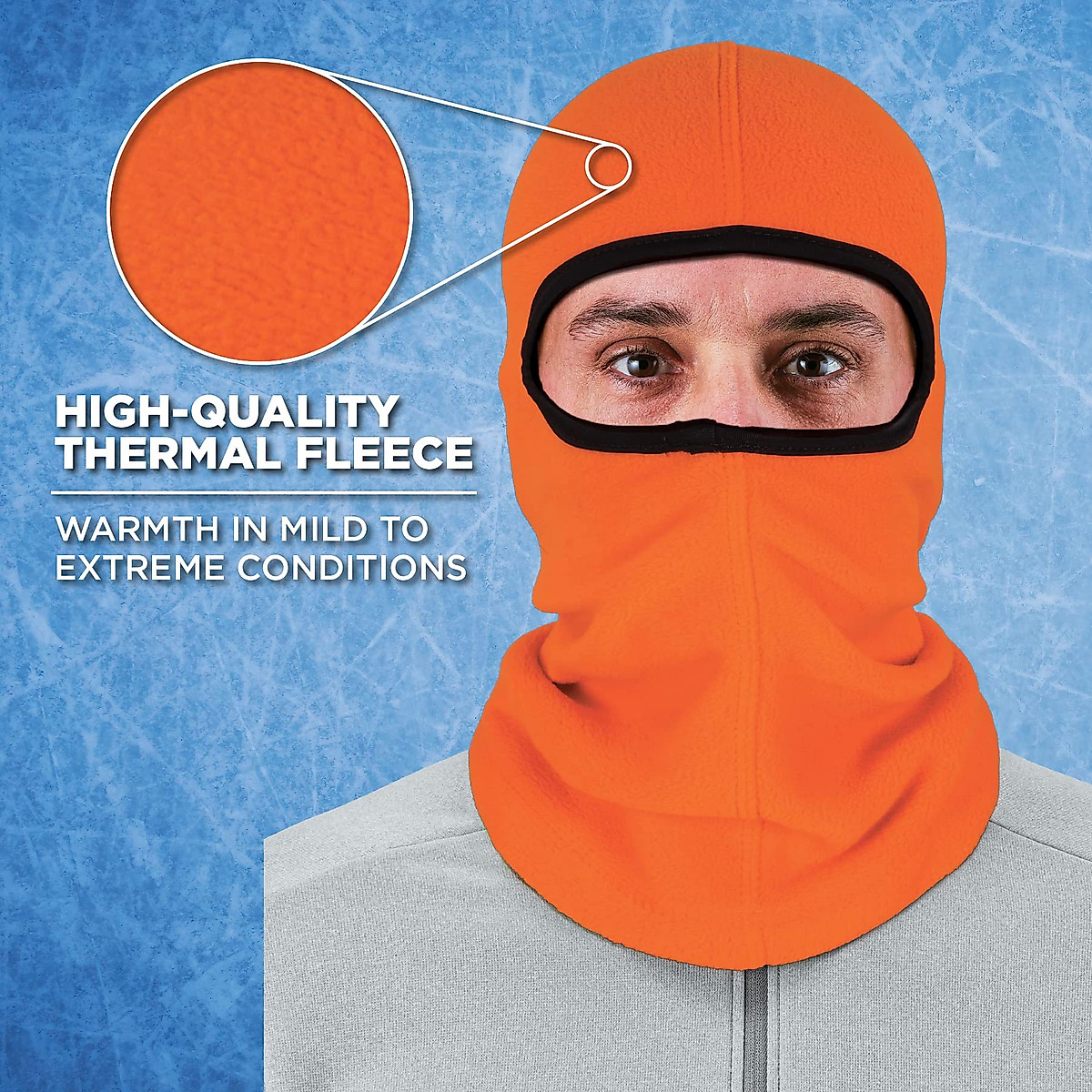 Ergodyne Standard Balaclava Face Mask-Fleece, Orange, One Size