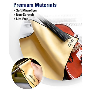 Libretto Microfiber Polish Cloth for Musical Instrument, 3 Sizes in 1 Pack, Violin and Cello Cleaning Product, Yellow, Lint-Free, Super Soft, Gift, for Piano, Guitar, Trumpet, Saxophone, Laptop.