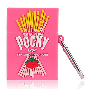 Joyleop Pink Cookie Case for Airpods 1/2, Cute Cartoon Fun Funny 3D Food Design Kids Girls Teens Boys Cover, Kawaii Cool Stylish Fashion Soft Silicone Character Trendy Air pods Cases for Airpod 1&2