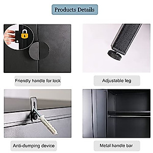 MIOCASA Steel Storage Cabinet Metal Locker 2 Door Wardrobe Armoire Closet with Hanging Rod for Bedroom, Changing Room, Laundry Room, Office