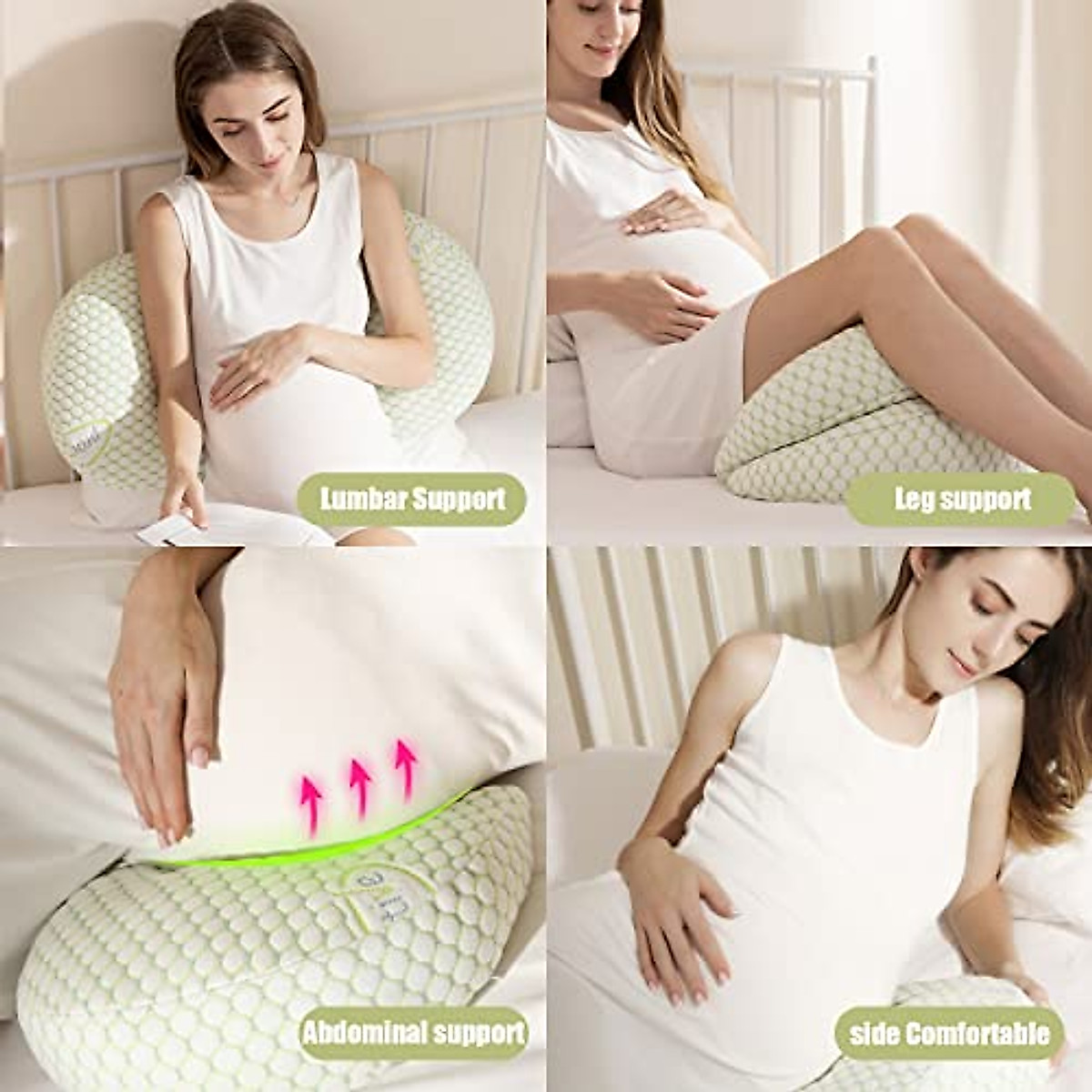 Pregnancy Pillows for Pregnant Women, Cotton Soft Maternity Pillow for Sleeping, Pregnancy Body Pillow Support for Back, Leg and Belly Detachable and Adjustable Pillow Cover (Pink Small)