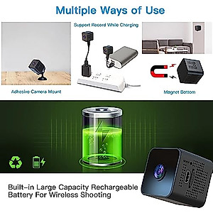 Spy Hidden Camera Wireless Mini WiFi Camera Home Small Security Camera Nanny Cam with Night Vision Motion Sensor for Indoor Outdoor with App for Cellphone Dog Camera with Battery Surveillance Cameras