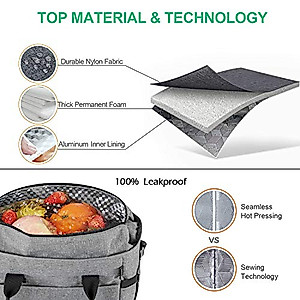 KIPBELIF Insulated Lunch Bags for Women - Large Tote Adult Lunch Box for Women with Shoulder Strap, Side Pockets and Water Bottle Holder, Gray, Extra Large Size