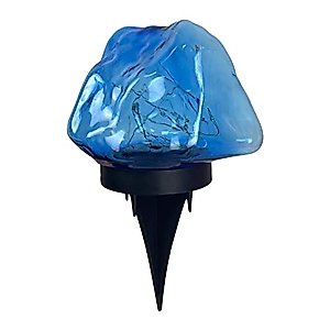 Boping Store Multicolor Solar Powered Ground Lights Waterproof LED Solar Lights Outdoor Solar Lights Decorative Solar Garden Lights for Patio Yard Walkway Path Lighting Warm Led (Blue, One Size)
