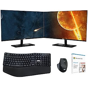TechMagnet All in one Desktop Computer, Cheetah 6, Intel Core i5 6th Gen 2.5 GHz, 16GB DDR3, 1TB SSD, Dual 24 inch LED, MTG Wireless Ergonomic Keyboard Mouse, Office 365, Windows 10 Pro (Renewed)