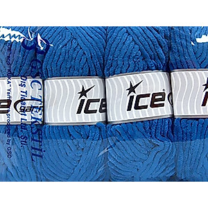 Lot of 4 x 100gr Skeins Ice Yarns Velvet Chenille Hand Knitting Yarn Blue
