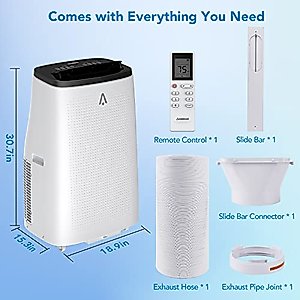 Garvee 14000 BTU Portable Air Conditioner, Built-in 3 in 1 AC Unit Dehumidifier & Fan Modes, Room Cooling Up to 750 sq. ft, Energy Efficient, 24Hrs Timer, Window Installation Kit, White