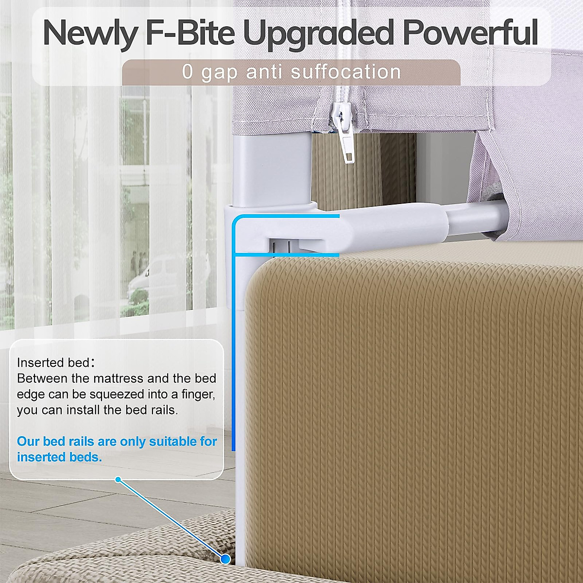 omzer Bed Rail for Toddlers - Baby Bed Guard Rail with Double Child Lock, Safety Bedrail for Children Kids with Pattern, Infants Height Adjustment Guardrail for Full Queen King Size - 1 Pack, 78.74”