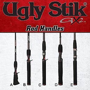 Ugly Stik 6’6” GX2 Casting Rod, One Piece Casting Rod, 8-20lb Line Rating, Medium Rod Power, Moderate Fast Action, 1/4-5/8 oz. Lure Rating
