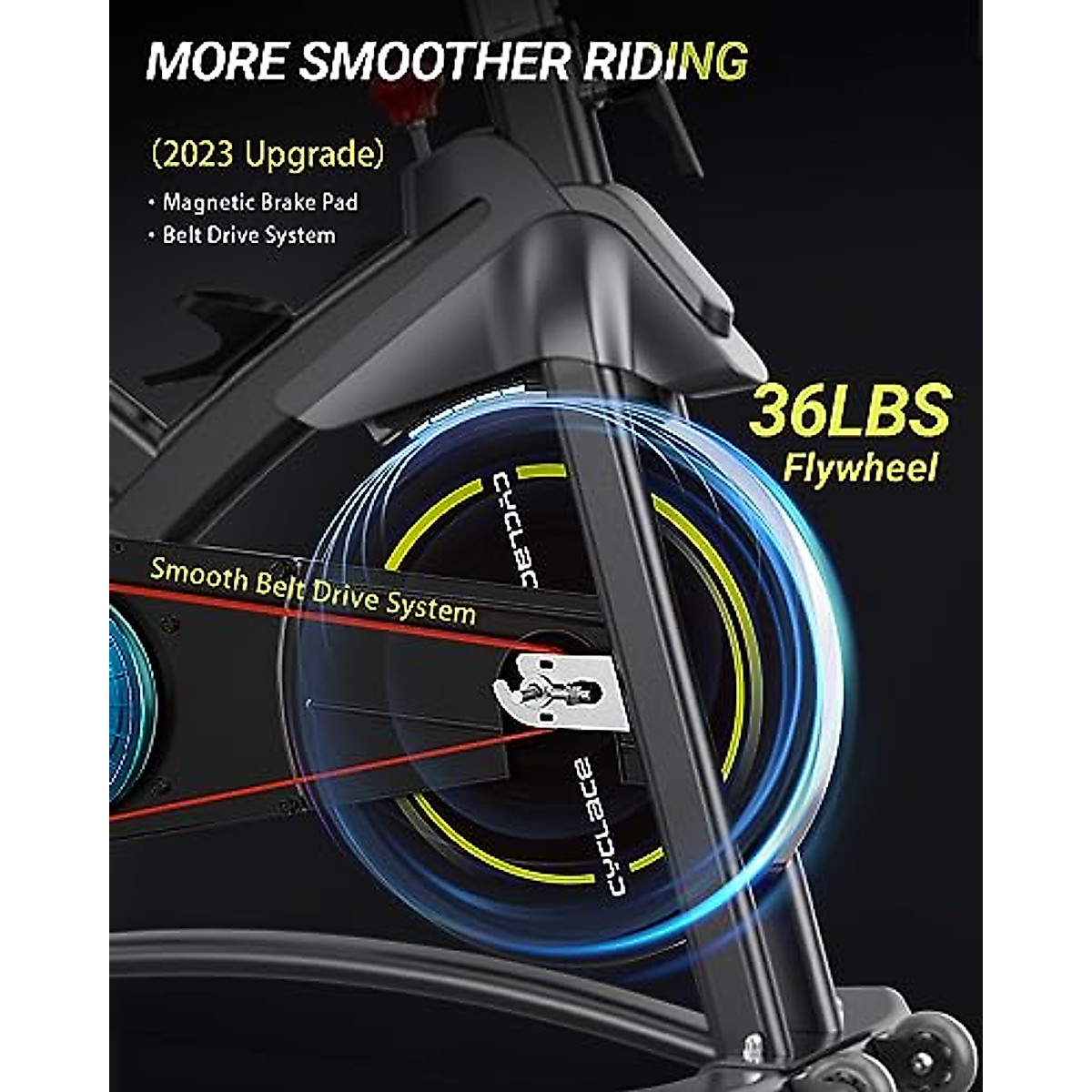 Cyclace Magnetic Exercise Bike (2023 Upgrade) -350 Lbs Weight Capacity - Indoor Cycling Bike with Comfortable Seat Cushion