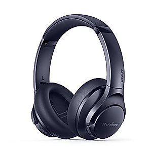 Soundcore by Anker Life Q20+ Active Noise Cancelling Headphones, 40H Playtime, Hi-Res Audio, App, Connect to 2 Devices, Memory Foam Earcups, Bluetooth Headphones for Travel, Home Office