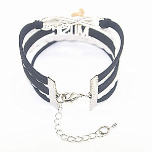 HCChanshi Music Bracelet Musical Jewelry Infinity Love Music Bracelet For Music Fans, Music Lovers, Music Teacher, Music Themed Jewelrys (Black and White)