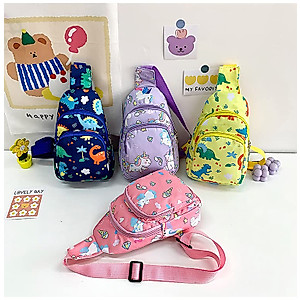 Hiflyer Kids Crossbody Bag Kids Sling Bags, Small Nylon Sling Bag for Kids Travel Bag for Kids, Cartoon Sling Bag for Kids (Blue)