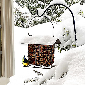 winemana Outdoor Wild Bird Feeder, Black Small Hanging with Metal, Rainproof Squirrel-Proof, Single Suet Cake Style for Outside Office