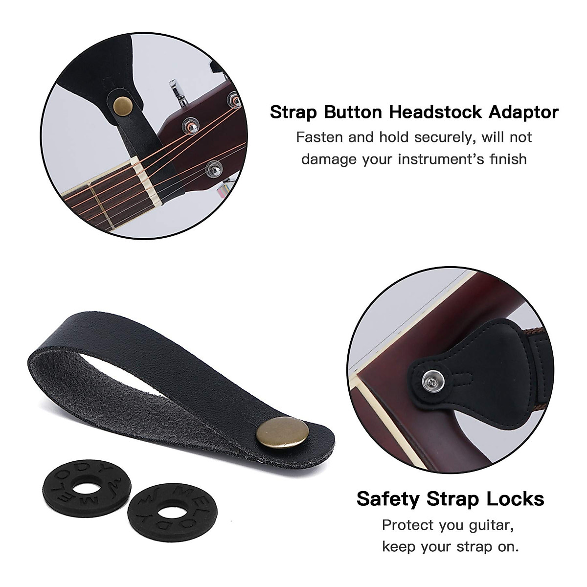 tifanso Guitar Strap, Soft Cotton Straps With 3 Pick Holders, Strap Button Headstock Adaptor, 1 Pair Locks and 3 Picks Set For electric/Acoustic Guitar