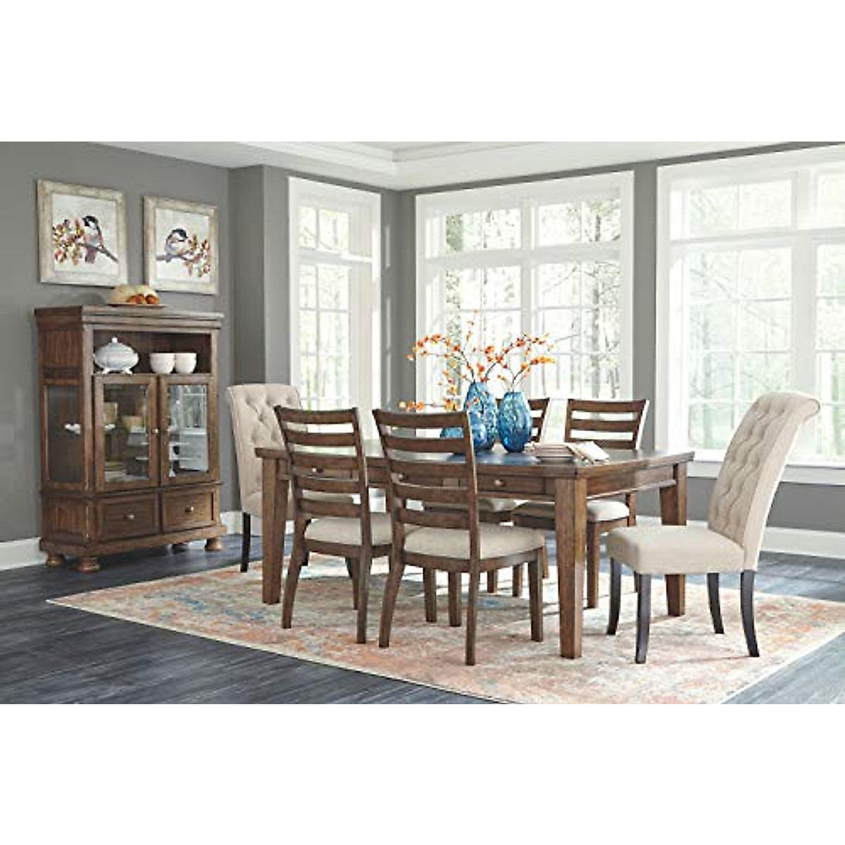 Signature Design by Ashley Tripton Classic Tufted Upholstered Armless Dining Chair, 2 Count, Beige