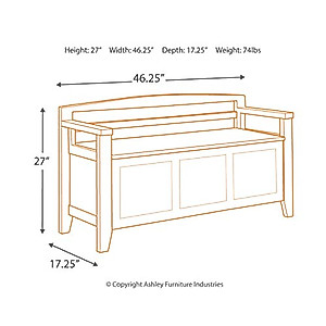 Signature Design by Ashley Charvanna Farmhouse Wood Storage Bench with Lift Top, White