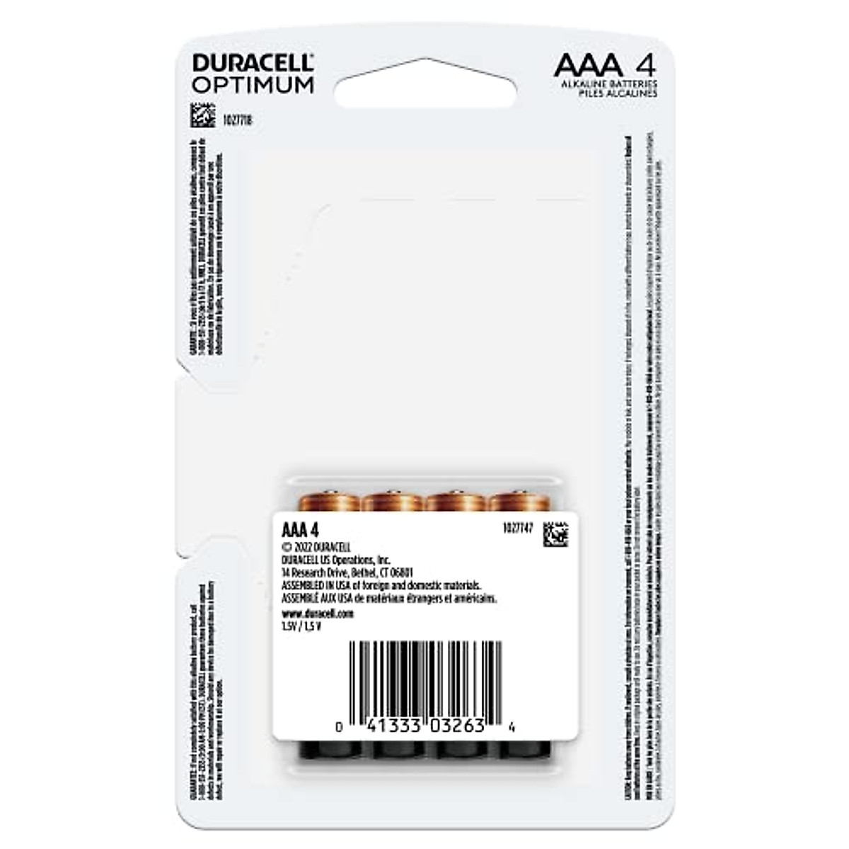 Duracell Optimum AAA Batteries with Power Boost Ingredients, 4 Count Pack Triple A Battery with Long-lasting Power, All-Purpose Alkaline AAA Battery for Household and Office Devices
