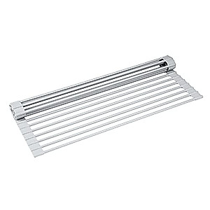 Goodful Roll Away Multipurpose Dish Drying Rack, Cooling Mat, Trivet, Easy Storage, Dishwasher Safe, Medium, Gray