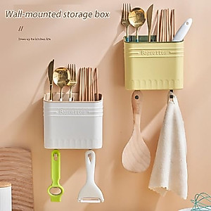 Dxcaicc Kitchen Utensil Holder,Tableware Storage Organizer,Chopstick Basket Storage Rack with compartments,Tableware Storage Box Multifunctional Plastic Drainage,B