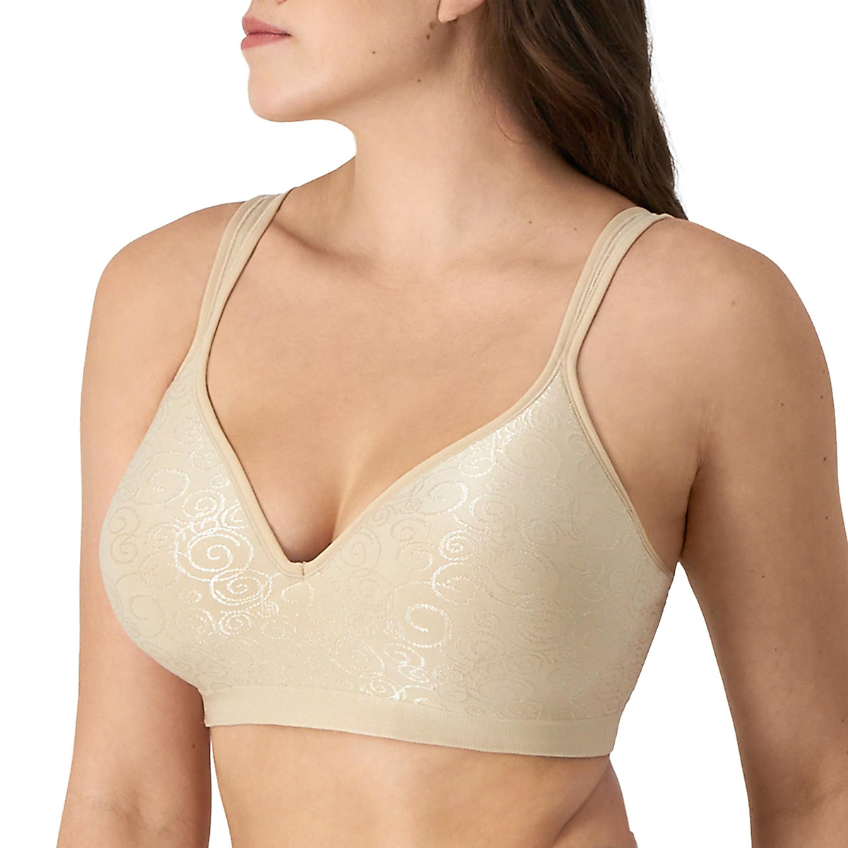 Bali Women's Comfort Revolution Wirefree Bra DF3463, Nude Swirl Pattern, 34DD