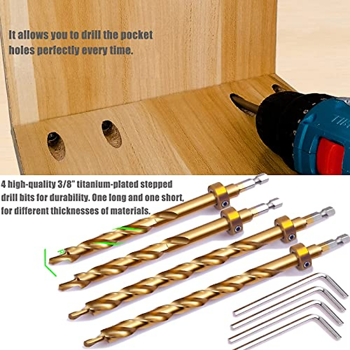 HOWOD Pocket Hole Jig Kit, Professional and Upgraded All-Metal Pocket Screw Jig. (Metal)