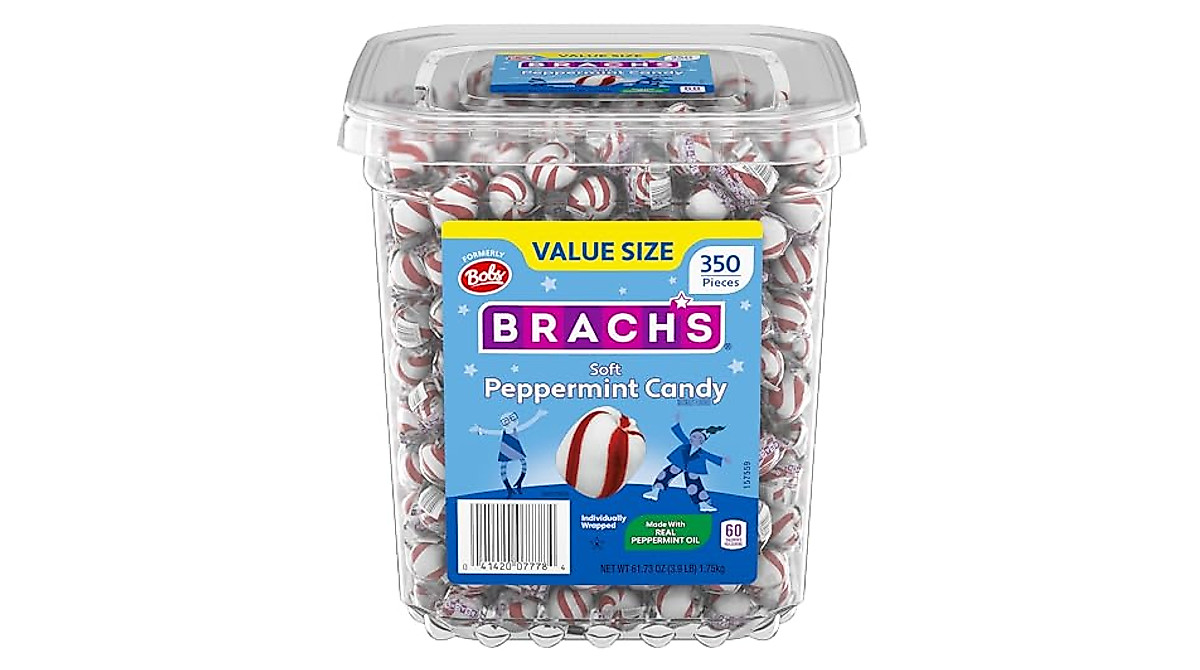 Brach's Bobs Sweet Stripes Peppermint Candy - Soft & Individually Wrapped