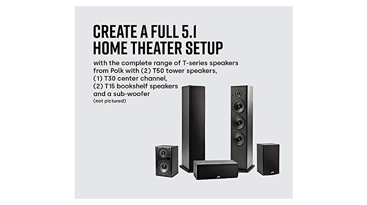 Polk Audio T30 Home Theater Center Channel Speaker - Deep Bass & Clear ...