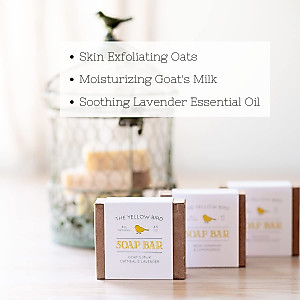 Lavender Goats Milk Soap Bar with Oats - Gentle Exfoliating Bath Soap. Moisturizing Dry Skin Face & Body Wash. Mild Natural and Organic Soap. Made in the USA