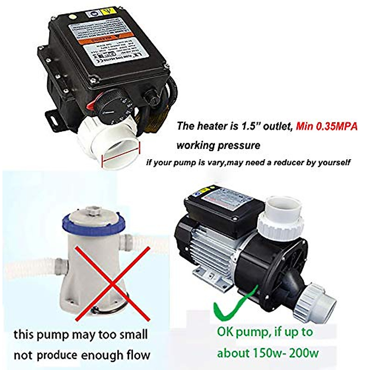 UCEDER Hot Tub LX H20-Rs1 Thermostat 110V 2kw with Adjustable Temperature Thermostat for Some hot tubs,Underground Small Pool &Bathtub（Suggest Connect 20A Adapter or Breaker