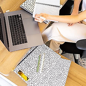 Steel Mill & Co Cute Clipboard Folio with Refillable Lined Notepad and Interior Storage Pocket, Black and White Padfolio for Work, Black Dots