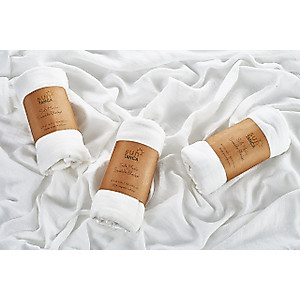 White Muslin Baby Swaddle Blanket – 100% Organic Cotton Perfect for Swaddling and Nursering – Breathable Soft Cover and Wrap and Crib Muslin Blanket – Best Receiving for Kids - Newborn Boy Girl