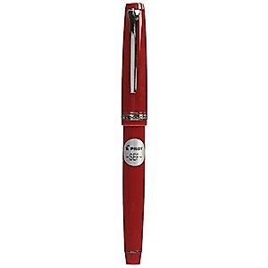 PILOT Falcon Collection Fountain Pen, Red Barrel with Rhodium Accents, Soft Extra Fine Nib, Blue Ink (71620)