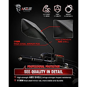 MZS ATV Mirrors, Motorcycle Rearview Mirror Handlebar Mount Universal Rear View Accessories Side Compatible Motorbike Dirt Bike Quad Street Bike Adventure Snowmobile Scooter Coolster Moped GY6 ATV's