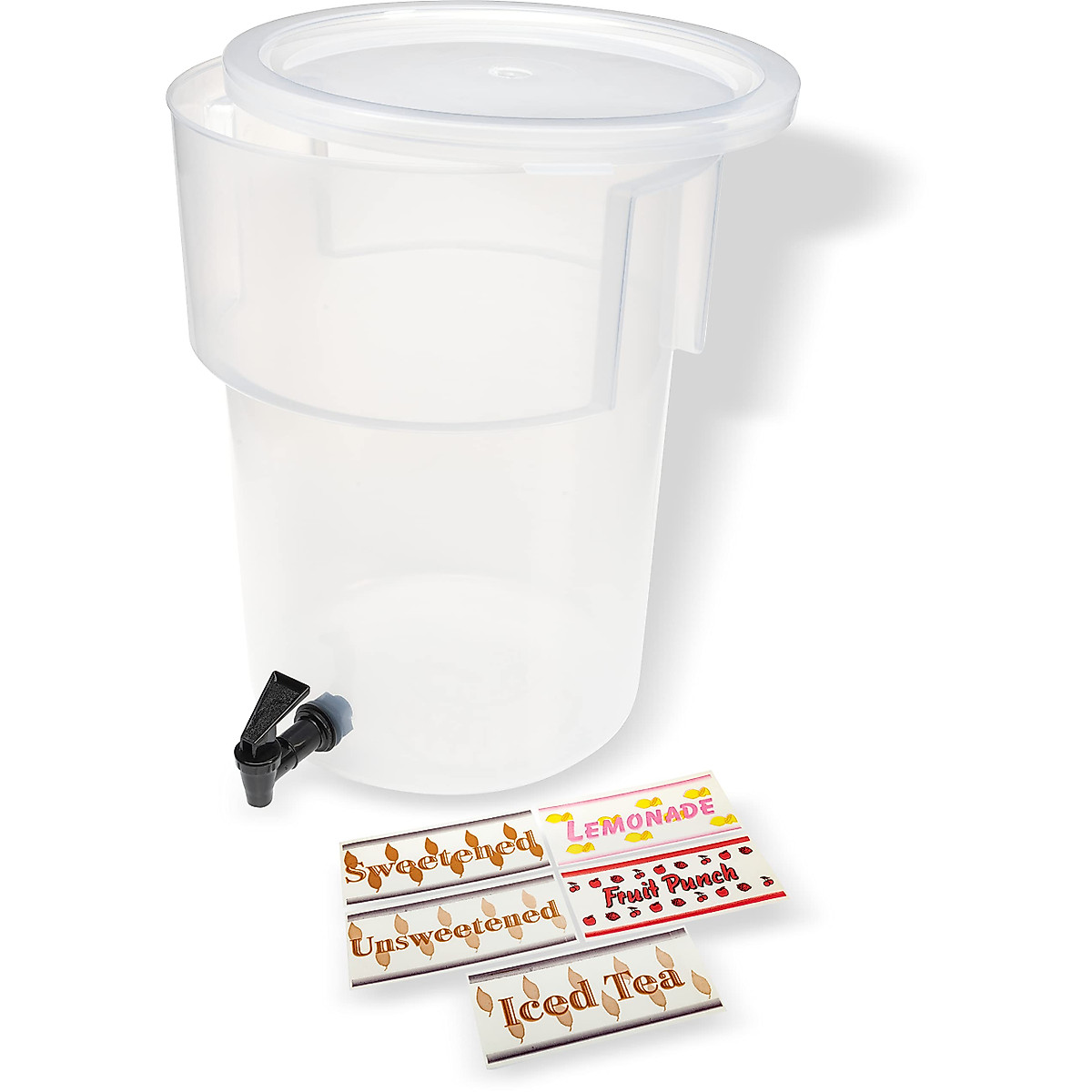 CFS Plastic Round Beverage Dispenser, 5 Gallons, Translucent