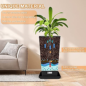 Elevens Outdoor Planter Larger Flower Pots Indoor Taper Garden V-Shape Tall Planters 24 inches Garden Pots Planter - Black（2 Packs）