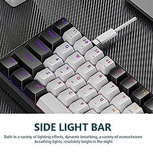 60% Wireless Mechanical Keyboard 61 Keys Mini Gaming Keyboard with Blue Switches for Computer Portable Light up Keyboard Desk Gaming Accessories Cool Stuff Gifts for Teenage Boys Men Women (White)