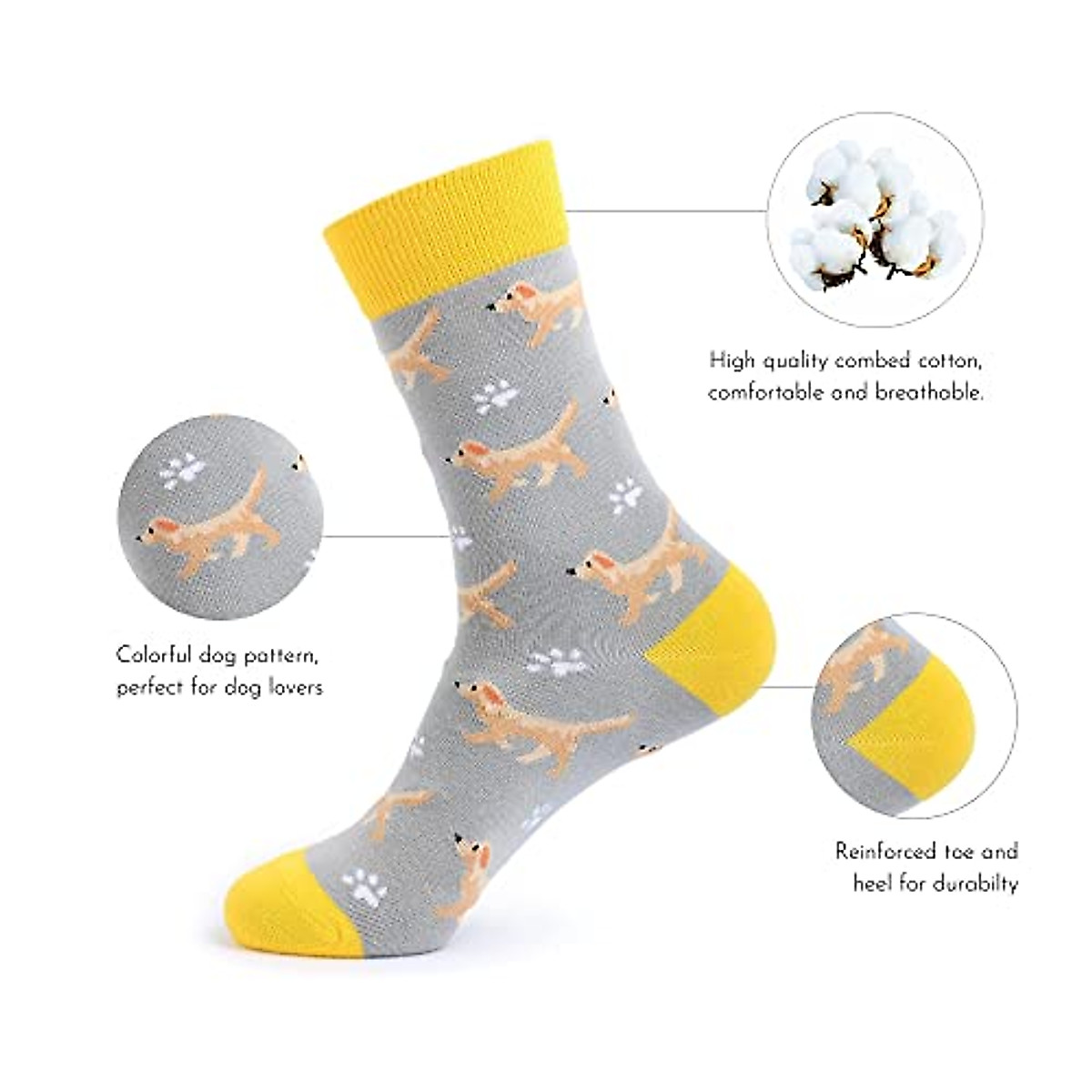 Knapfold Men's Golden Retriever Socks Funny, Dog Lovers Gifts, Novelty Casual Crew Socks